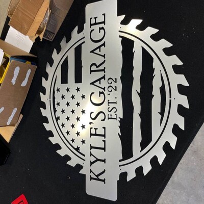 Custom American Flag Workshop Sign Metal Shop Sign Free Shipping Dad ...