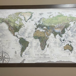 World Map Push Pin, USA National Parks Included, Illustrated World Pin ...