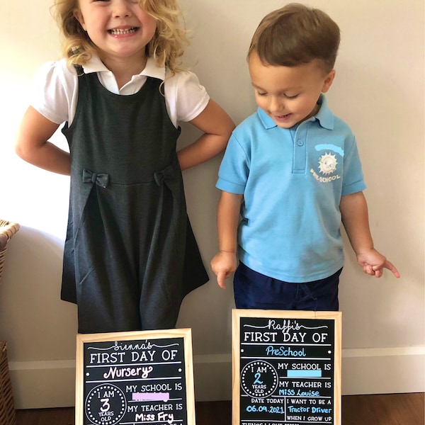 Personalised First Day of School Board | Back to School Chalkboard ...