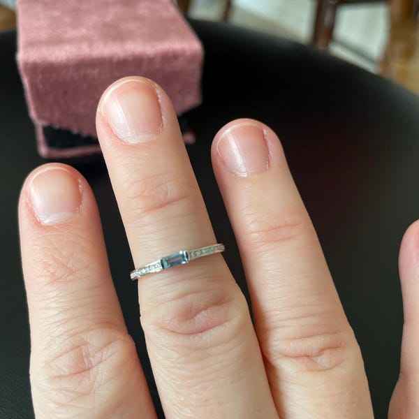 Baguette Open Cuff Ring Women / Two Stone Open Gap Wedding Band ...