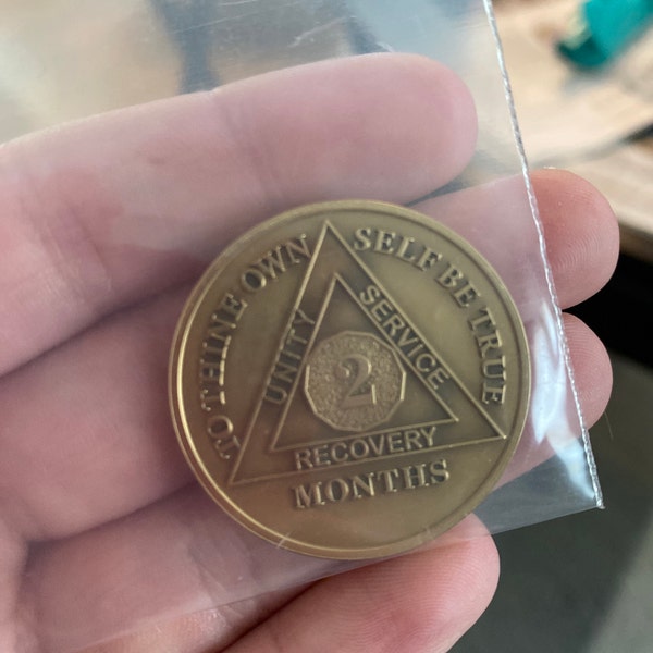 Sobriety Coin - 8 Month Alcoholics Anonymous Coin - Antique Bronze AA ...