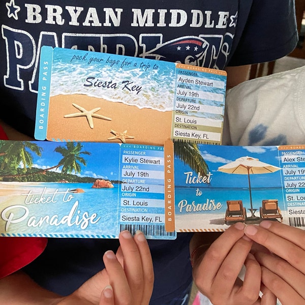 Surprise Trip Ticket to Paradise | Tropical Vacation Tickets Instant ...