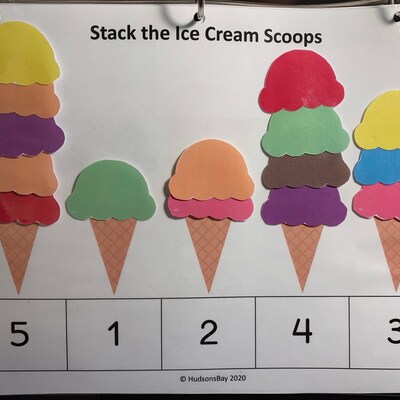 Toddler Busy Book Page, Counting Activities, Ice Cream Counting, Busy ...