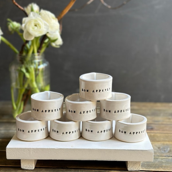 Personalized Napkin Rings Handmade Ceramic Engraved Napkin Ring Family ...