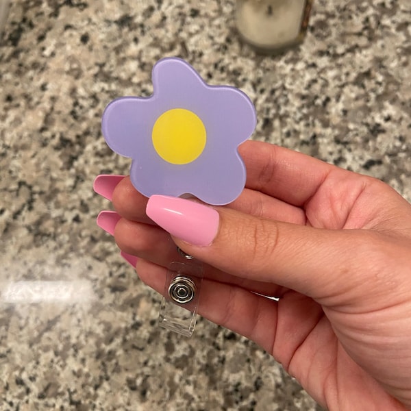 Cute Flower Badge Reel, Pastel Badge Reel, Nurse Badge Holder ...