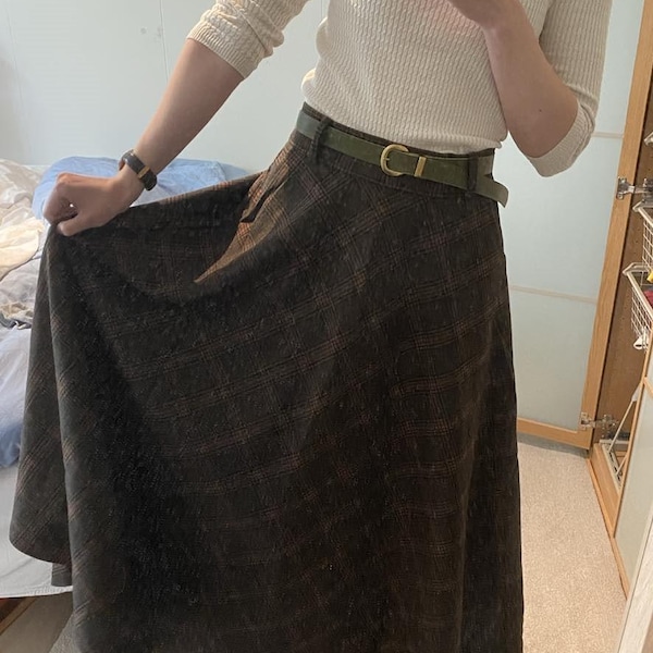 Wool Skirt, Long Wool Plaid Skirt, Tartan Wool Maxi Skirt, Vintage ...