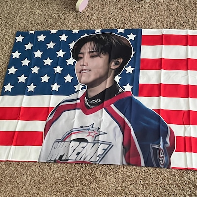 Enhypen Jake in Suit Flag Banner, Enhypen Jake American Tapestry, Jake ...