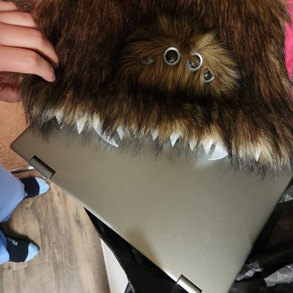 Furry Brown Monster Laptop Sleeve - Etsy
