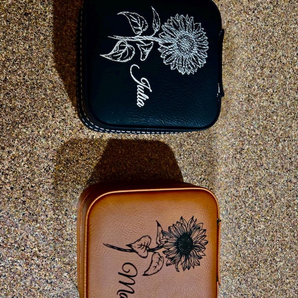 Custom Sunflower Jewelry Case, Sunflower Monogram Jewelry Case ...