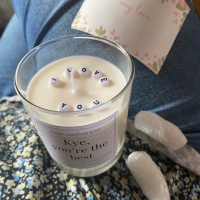 LETTER BEAD CANDLE Personalised, Eco Soy Wax and Scented Candle Perfect ...