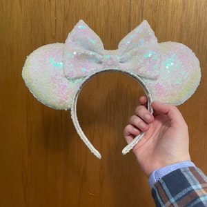 Iridescent White Sequin Ears With Wrapped Headband - Etsy