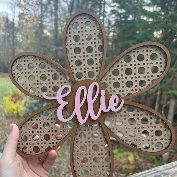 11” Rattan Daisy, Boho Daisy, Nursery Sign, Farmhouse Style ...