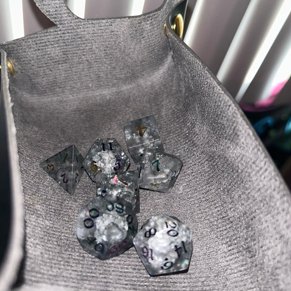 Black Inked Lightning Glass Cracked Glass (and Box) Polyhedral Dice DND ...