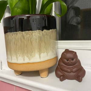 Purple Clay Thinker Cat Statue, Feng Shui Decor Figurine, Zisha Yixing ...