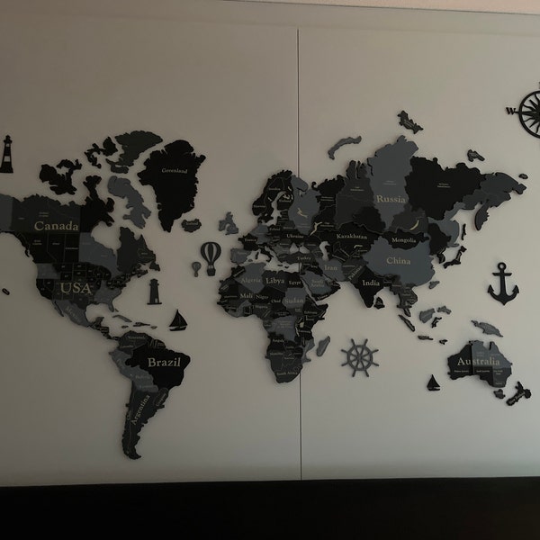 Large 3D Map of the World, XXL Map to Mark Travels, Extra Large Wall ...