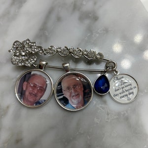 Rhinestone Pin to Attach to Bouquet, Memorial Photo Wedding Charm, Gift ...