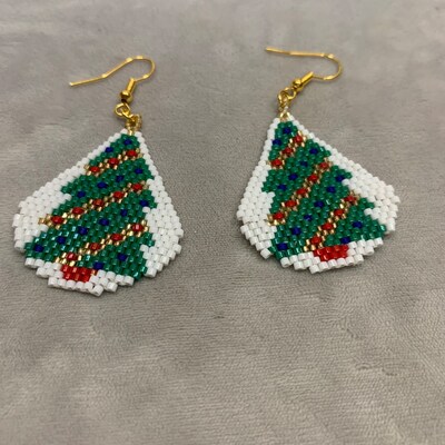CHRISTMAS EARRINGS Patterns Beading Set of 10 Brick Stitch Xmas ...