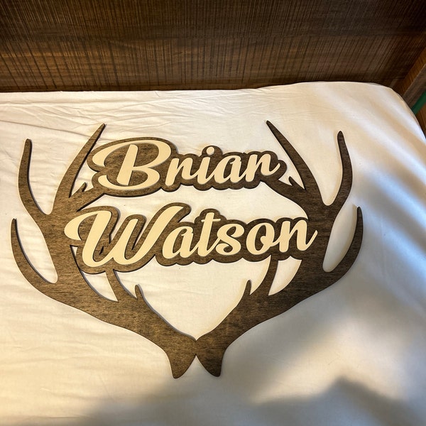 3D Personalized Deer Antler Sign | Boy's Antler Name Sign | Deer ...