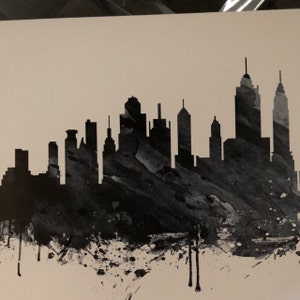 New York Skyline Print New York Cityscape Watercolor Neutral | Etsy