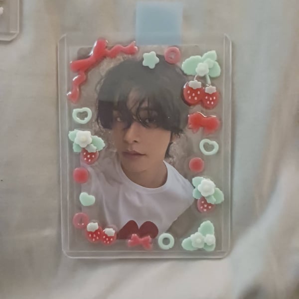 Custom Decorated Toploader | Cute Strawberry | Photocard Holder ...