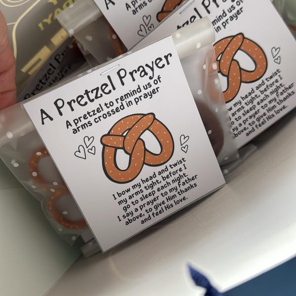 Pretzel Prayer Poem Gift Tags for Kids Church, Christian Summer Camp ...