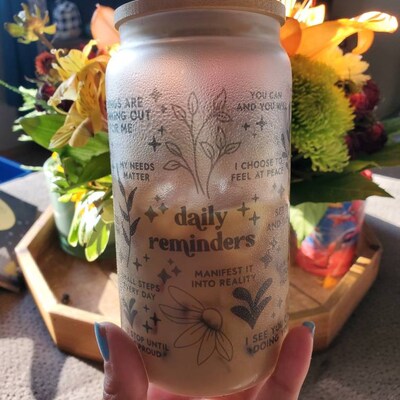 Self Care Glass, Iced Coffee Glass, Iced Coffee Cup, Self Care Cup ...