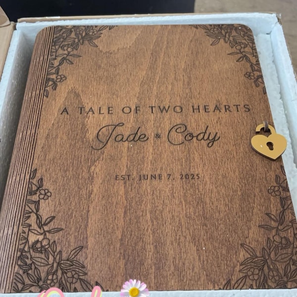 Memory Book for Couples Wood, Keepsake Chest, Personalized Gifts, 5th ...
