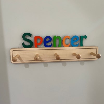 Colorful Kids Coat Rack With Personalized Name Fast Delivery - Etsy