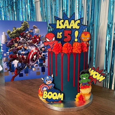 Superhero / Comic Book Themed Cake Topper personalised birthday Custom ...