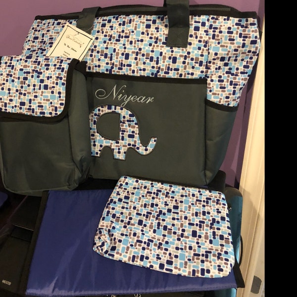 Personalized Baby Diaper Bag Set Custom Monogram /name Embroidered Gift ...
