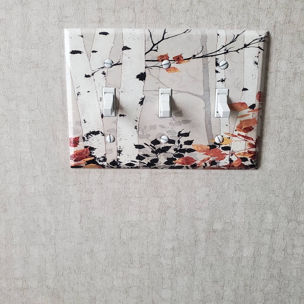 Birch Tree Switch Plate Rustic Woods Tree Decor Cabin Decor - Metal ...