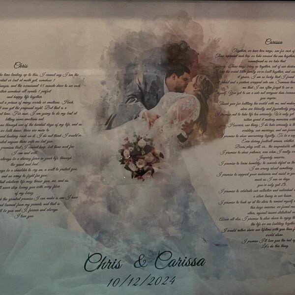 Wedding Vows Art Print for Husband Partner Boyfriend Watercolor Couple ...