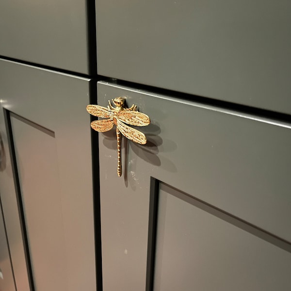 Brass Dragonfly Knobs , Dragonfly Drawer Pulls, Custom Engraved Wardrobe Knob Cabinet Knobs ...