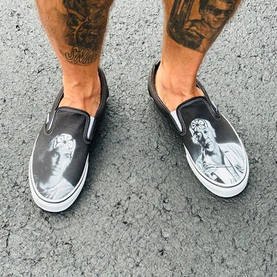 Custom Point Break Inspired Black Slip on Vans keanu Reeves / Patrick ...