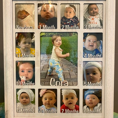 Baby First Year Personalized Frame Holds Twelve 2.5 X 3.5 Newborn ...