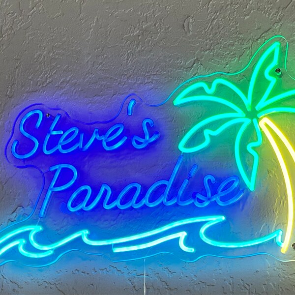 Poolside Sign Custom Neon LED Sign Pool Bar Decor Poolside Oasis Sign ...