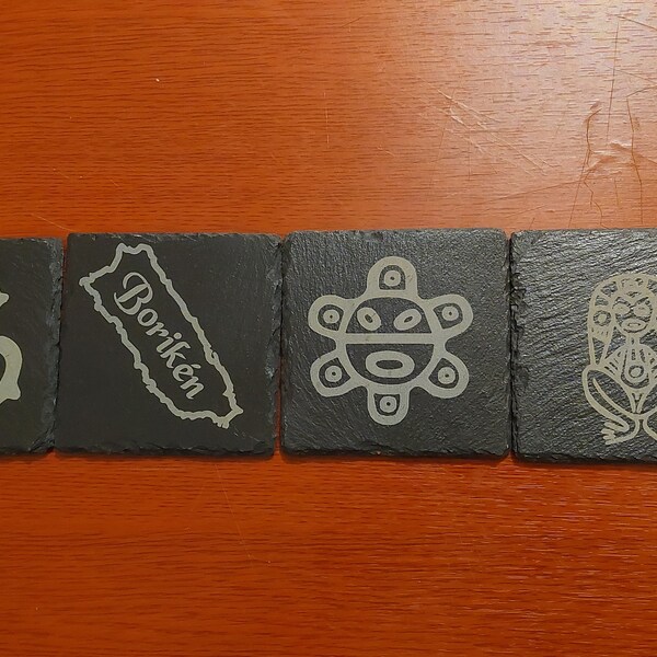 Taino Hieroglyphs Slate Coasters for Stylish Table Protection (set of 4 ...