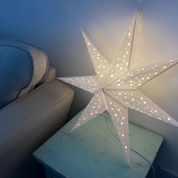 White Paper Star Lights | Set of 3 | Scandi Paper Star Lanterns ...