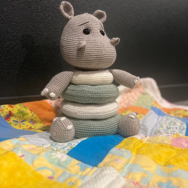 Hippo Stacking Toy Crochet Pattern, Amigurumi Safari Animal Nursery ...
