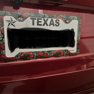 Stained Glass Poppies License Plate Frame, Flower Vanity Tag Holder ...