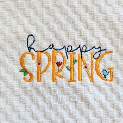 Happy Spring Machine Embroidery Design 4x4 5x7 6x10 8x8 Sizes Included ...