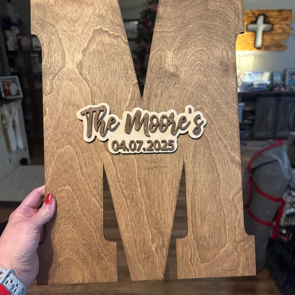 3D Personalized Wooden Letter Wedding Guest Book – Custom Last Name ...