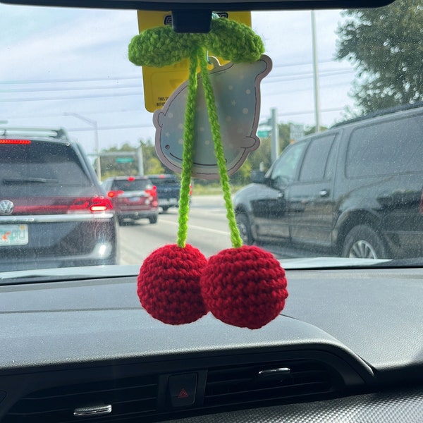 Crochet Cherry Car Charm - Etsy