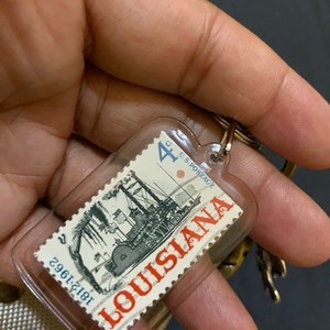 France Keychain Recycled Postage Stamp Art - Etsy