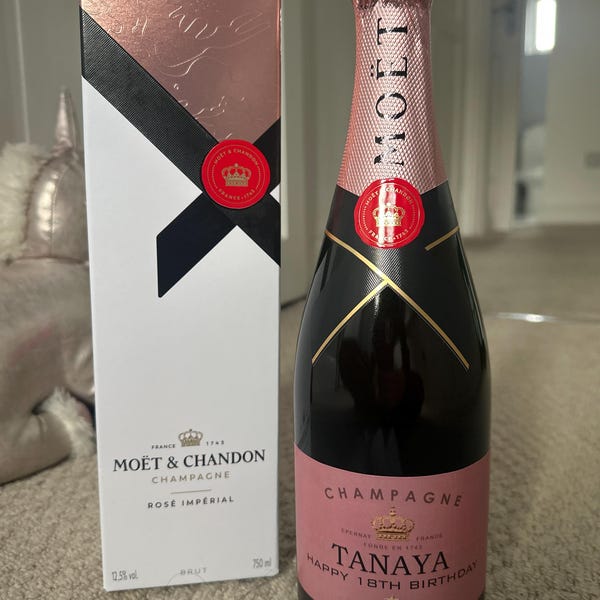 Personalised Champagne Gold Bottle Adult Label Happy Birthday Wedding ...