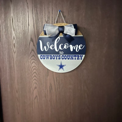 12 Dallas Cowboys Wood Round Door Sign Welcome to Our Home NFL Front ...