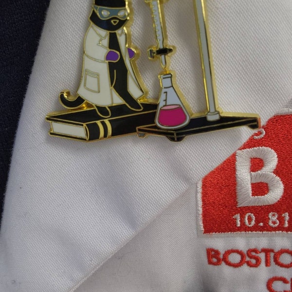 Pipette Lab Cat Hard Enamel Pin - Scientist Cat Pin - Enamel Pin Cat - Etsy
