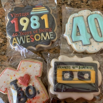 Vintage 40th Birthday Cookies - Etsy
