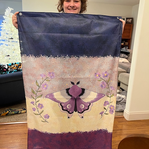 Cottagecore Aesthetic Asexual Pride Moth Flag | Ace Flag | Pride Flag ...