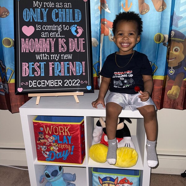 Only Child Expiring Pregnancy Announcement Chalkboard Poster Role as an ...